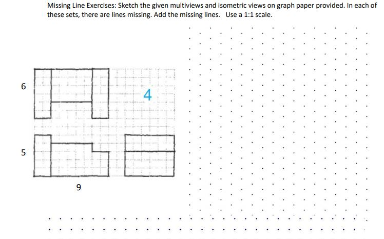 Solved Missing Line Exercises: Sketch the given multiviews | Chegg.com