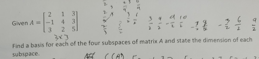 Solved I need to find 4 subspaces, column space, transpose | Chegg.com