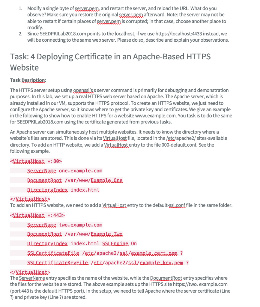 Task: 3 Deploying Certificate in an HTTPS Web Server | Chegg.com