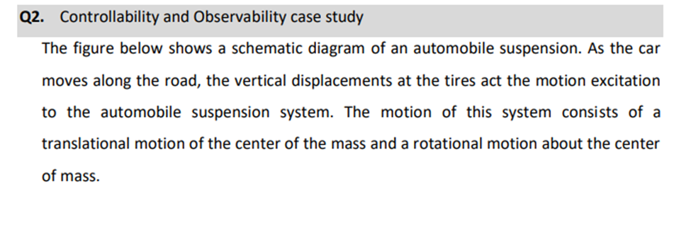 Solved 22. Controllability and Observability case study The | Chegg.com