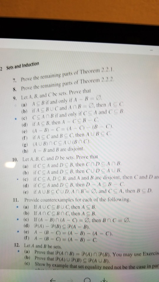 Solved 2 Sets and Induction 7. Prove the remaining parts of | Chegg.com