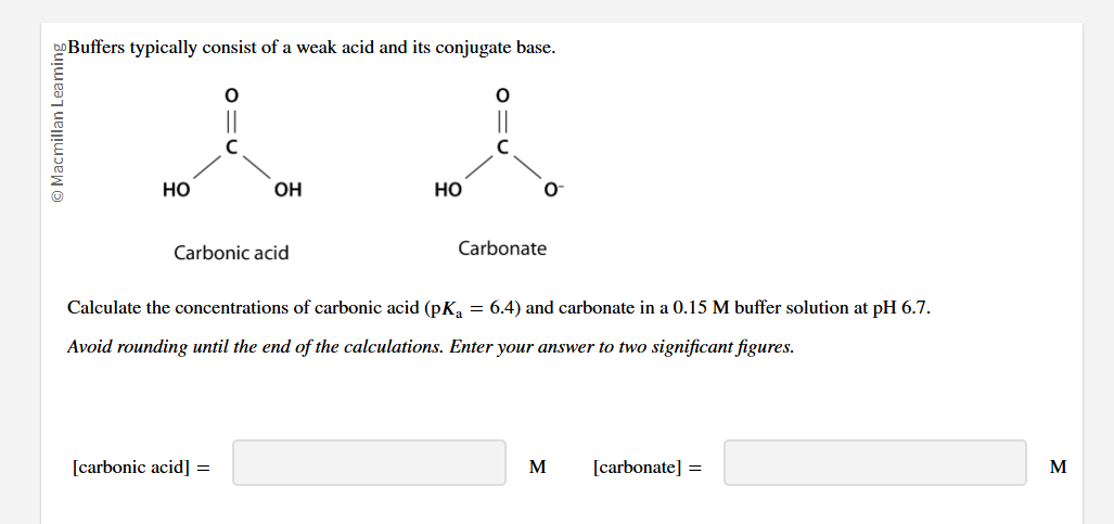 Solved 告Carbonic acidCarbonateCalculate the concentrations | Chegg.com