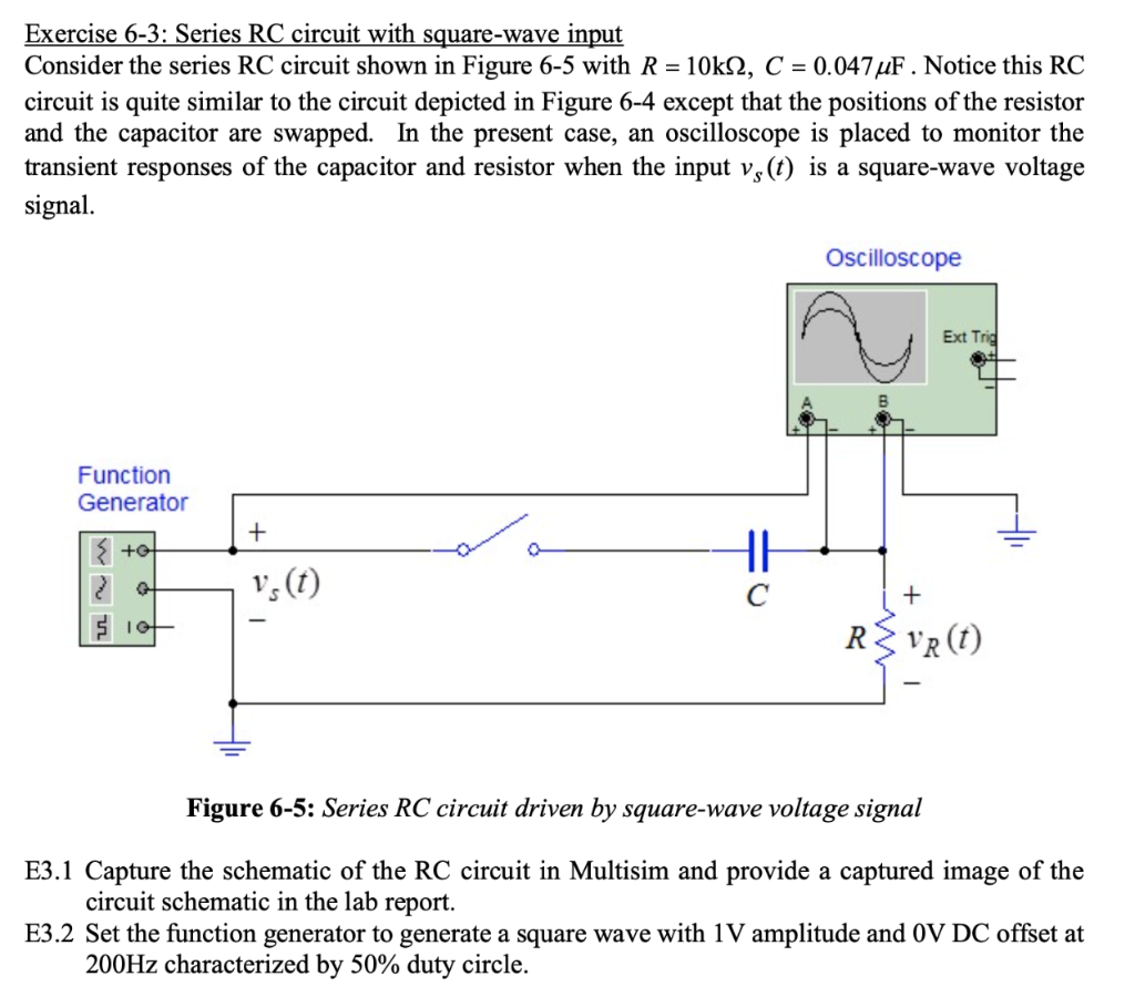 Solved Exercise 6-3: Series RC circuit with square-wave | Chegg.com