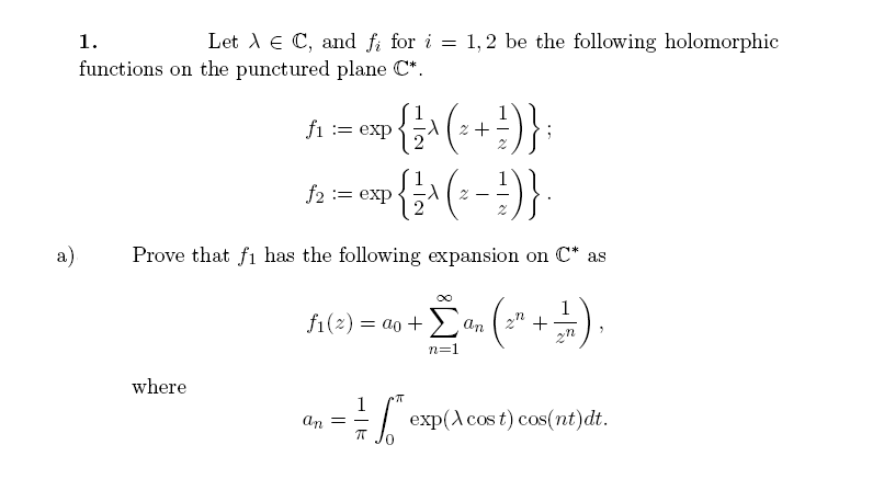 Solved 1. Let λ∈C, and fi for i=1,2 be the following | Chegg.com