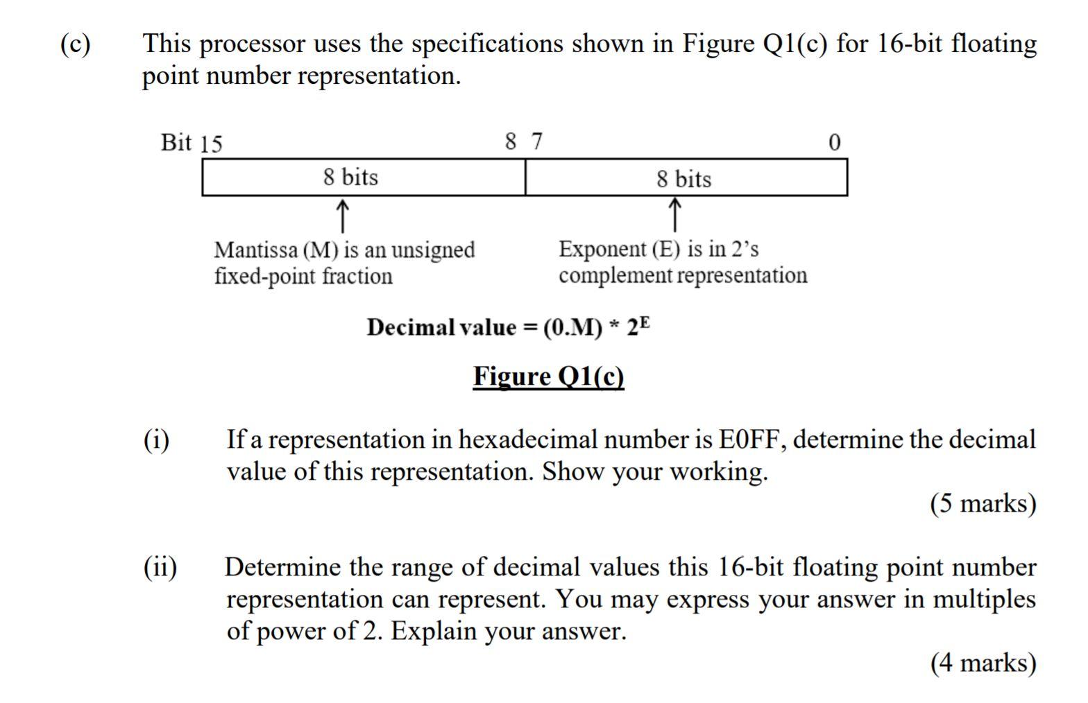 Solved (c) This Processor Uses The Specifications Shown In 