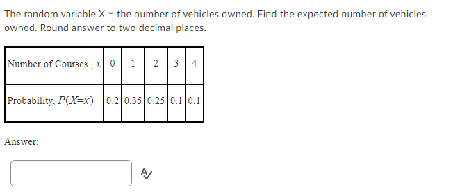 Solved The random variable X = the number of vehicles owned. | Chegg.com