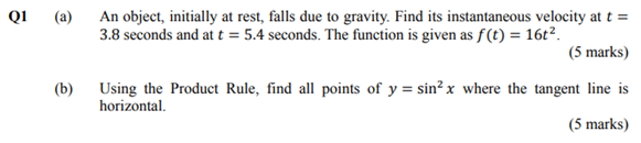 Solved Q1 (a) An object, initially at rest, falls due to | Chegg.com