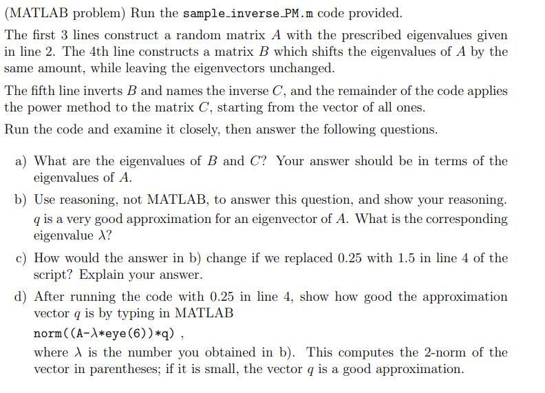 (MATLAB problem) Run the sample_inverse PM.m code | Chegg.com
