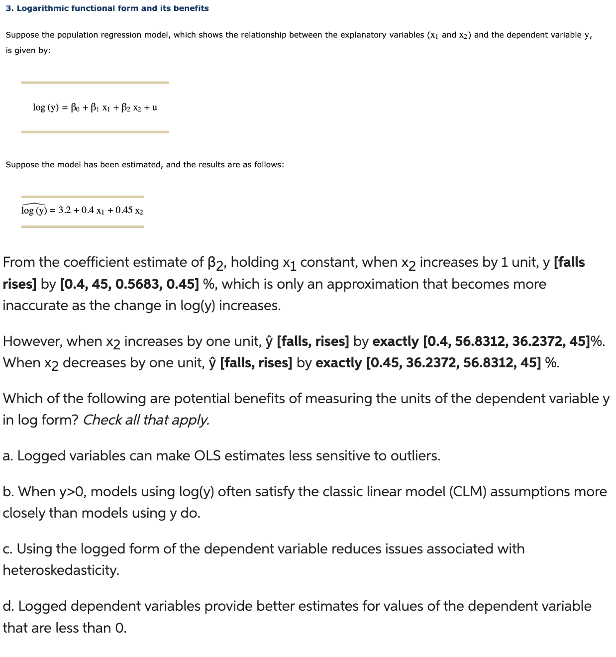 Solved 2. Interpreting beta coefficients Suppose you are | Chegg.com