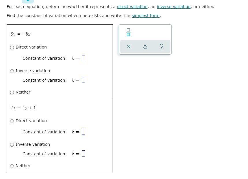 Solved For each equation, determine whether it represents a | Chegg.com