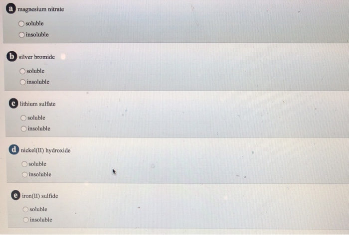 Solved On the basis of the general solubility rules given in | Chegg.com