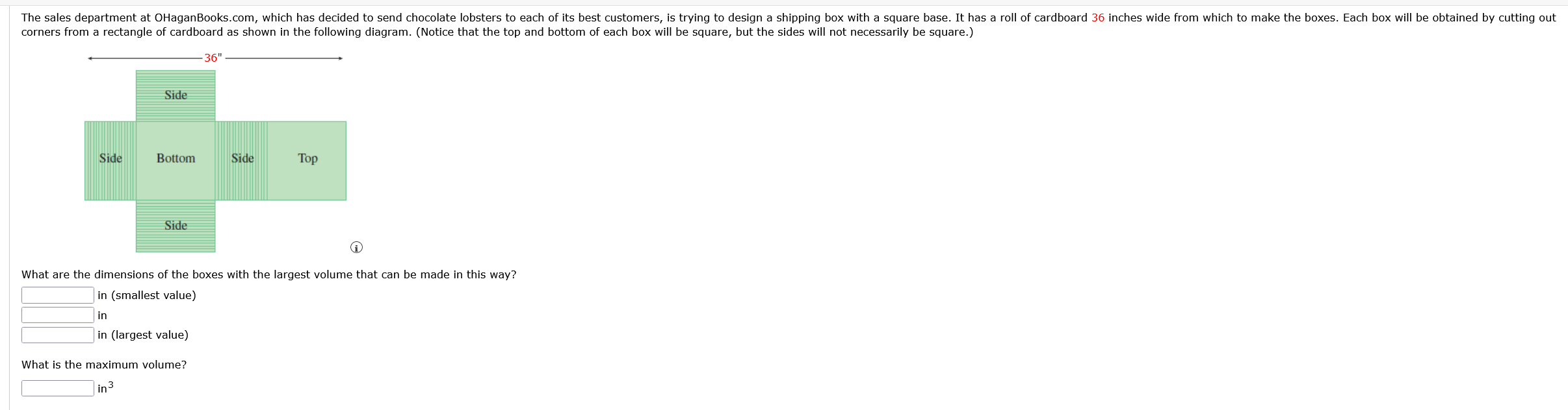 Solved What are the dimensions of the boxes with the largest | Chegg.com