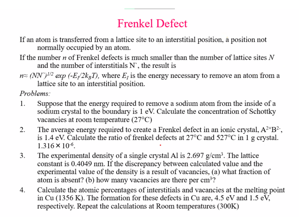 Solved If an atom is transferred from a lattice site to an | Chegg.com