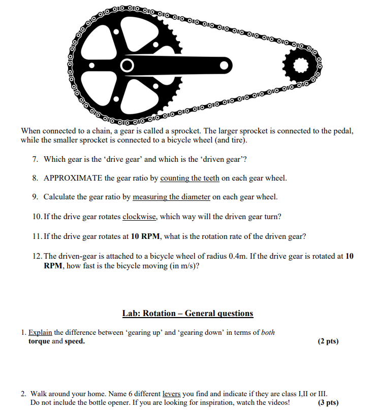 Solved When connected to a chain, a gear is called a | Chegg.com