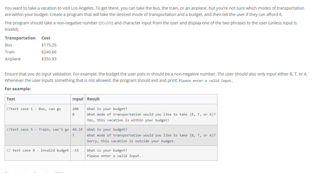 Solved You want to take a vacation to visit Los Angeles. To | Chegg.com