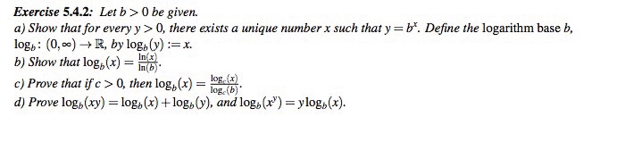 Solved Exercise 5.4.2: Let b>0 be given. a) Show that for | Chegg.com