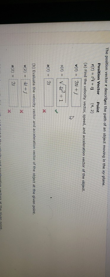 Solved The position vector r describes the path of an object | Chegg.com