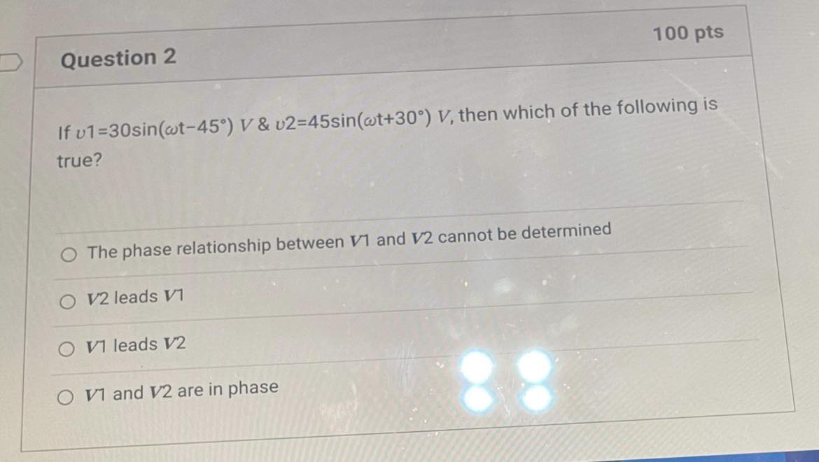 Solved PLS Answer URGENT If 01=30sin(wt-45°) V & | Chegg.com