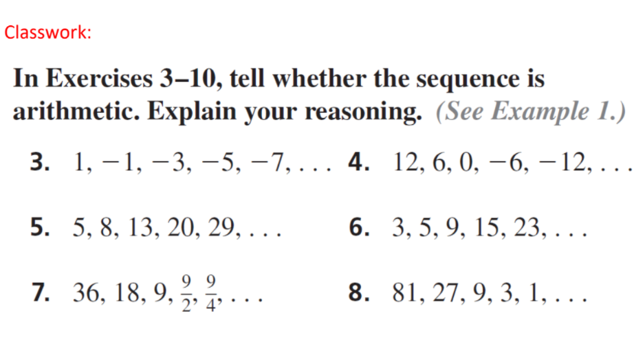 Solved Classwork: In Exercises 3–10, tell whether the | Chegg.com
