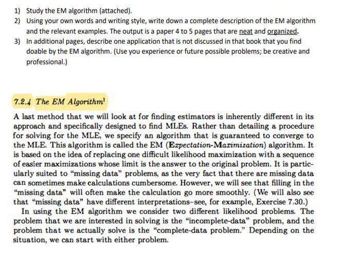 1) Study the Em algorithm (attached). 2) Using your | Chegg.com