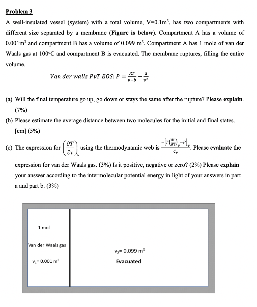 Solved Problem 3 A well-insulated vessel (system) with a | Chegg.com