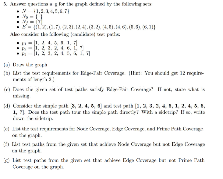 Solved 5. Answer questions a-g for the graph defined by the | Chegg.com