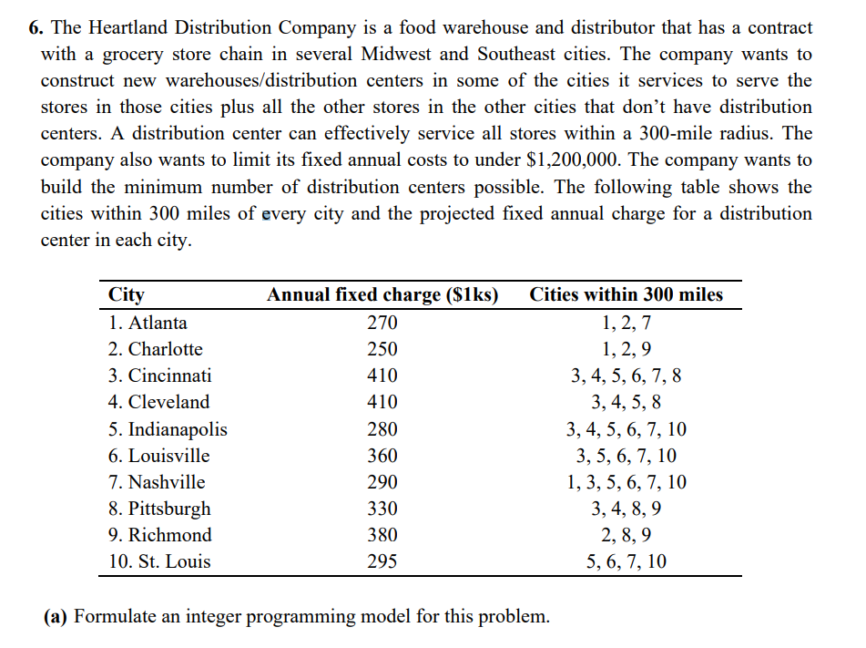 Solved The Heartland Distribution Company is a food | Chegg.com