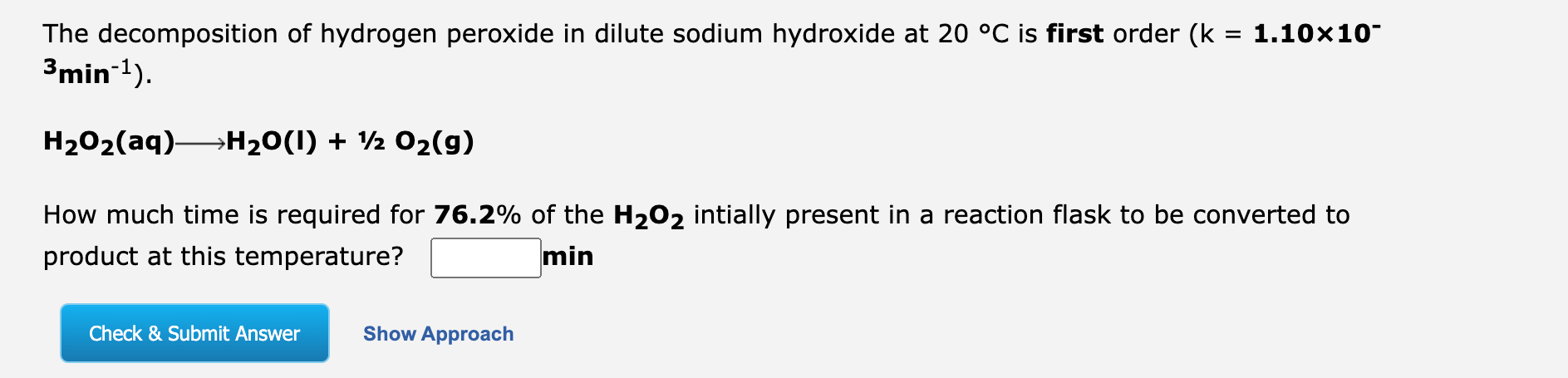 Solved The decomposition of hydrogen peroxide in dilute | Chegg.com