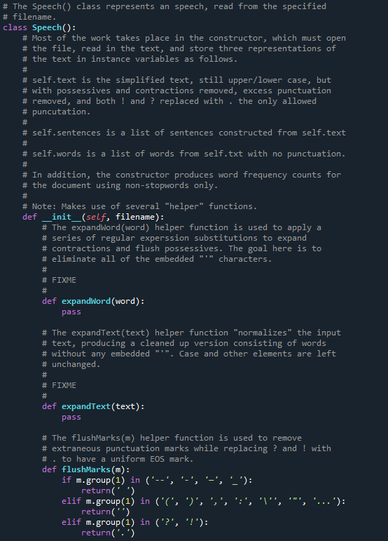 # The Speech) class represents an speech, read from | Chegg.com