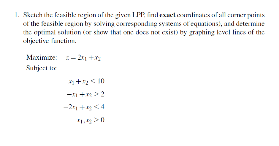 Solved Sketch the feasible region of the given LPP, ﻿find | Chegg.com