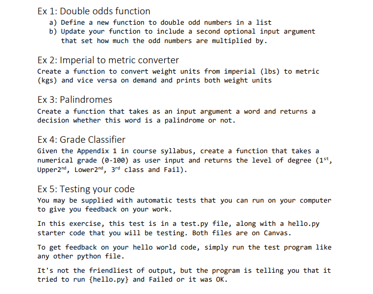 Solved Ex 1: Double odds function a) Define a new function | Chegg.com