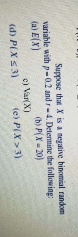 Solved Suppose that X is a negative binomial random variable | Chegg.com