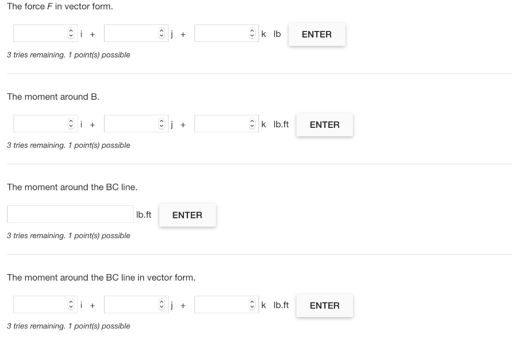 Solved The force F in vector form. i+ Ck lb K ENTER + 3 | Chegg.com