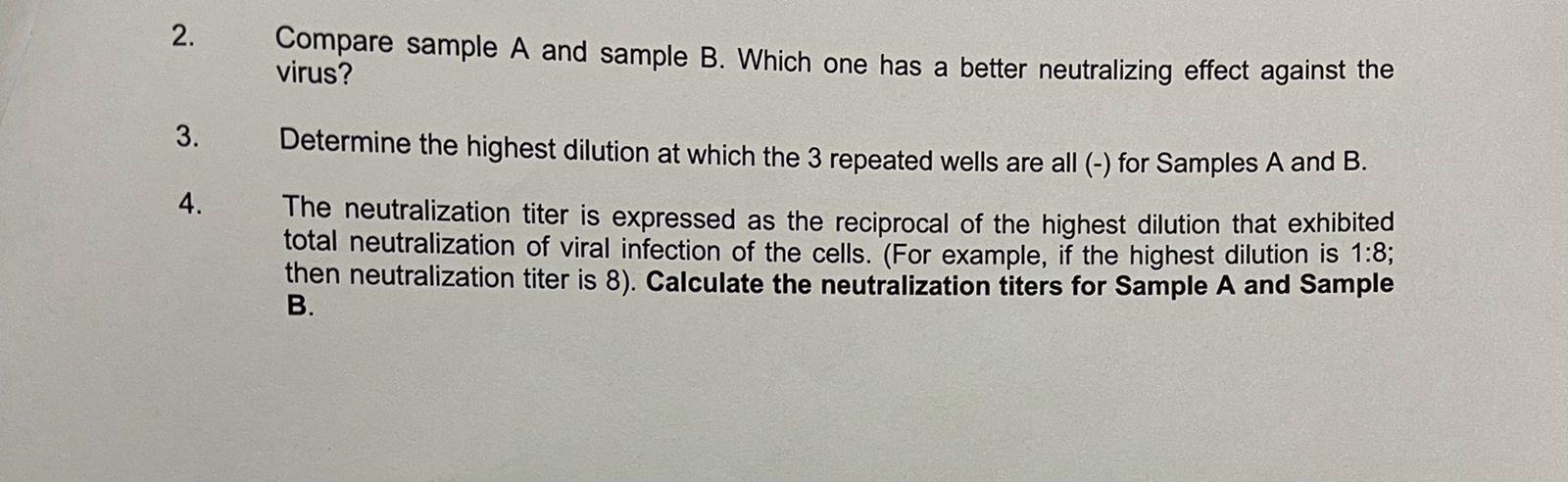 B. Interpretation of Microneutralization Assay | Chegg.com