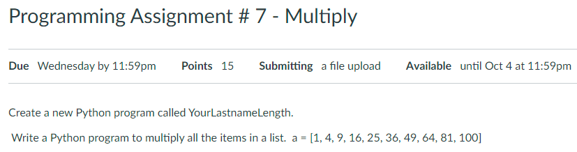 Solved Programming Assignment \# 7 - Multiply Due Wednesday | Chegg.com