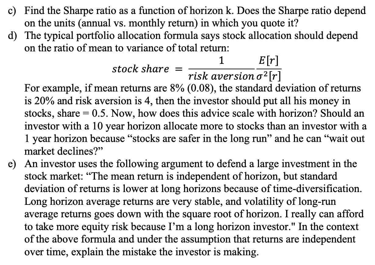 Solved This question help you think about how returns look | Chegg.com