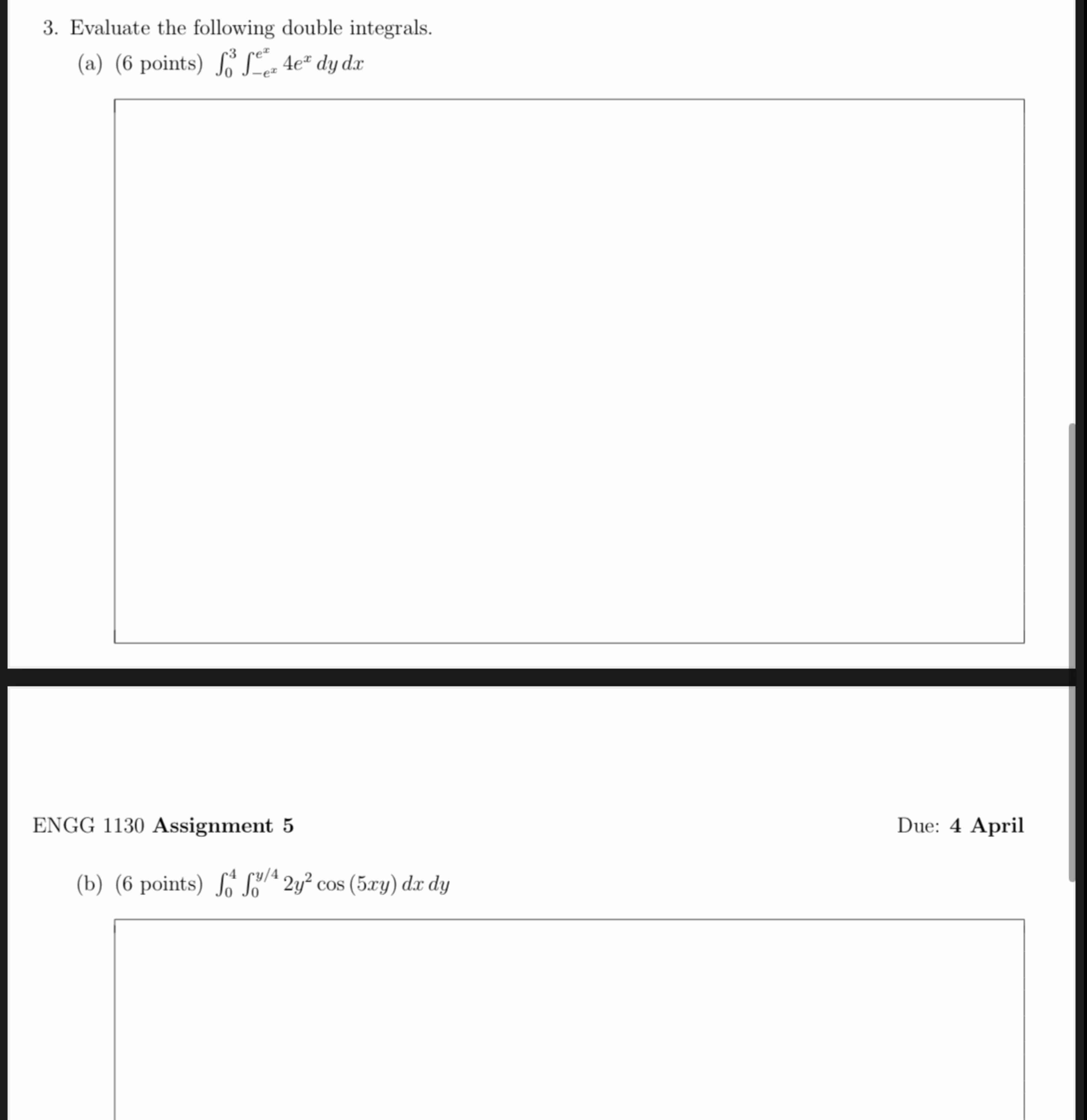 Solved Evaluate the following double integrals.(a) (6 | Chegg.com