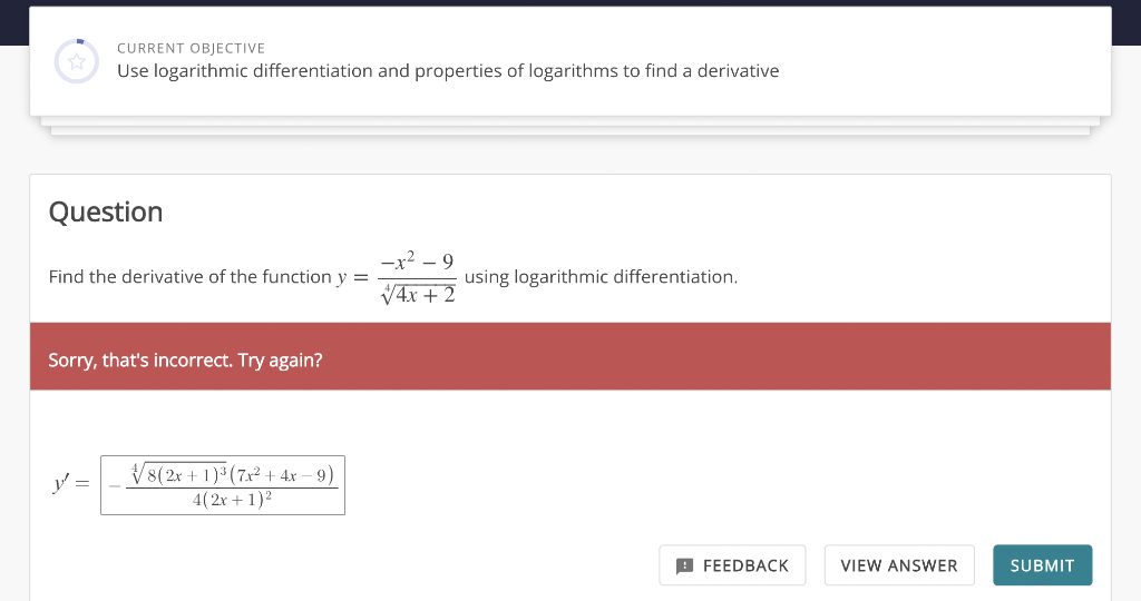 Solved CURRENT OBJECTIVE Use logarithmic differentiation and | Chegg.com