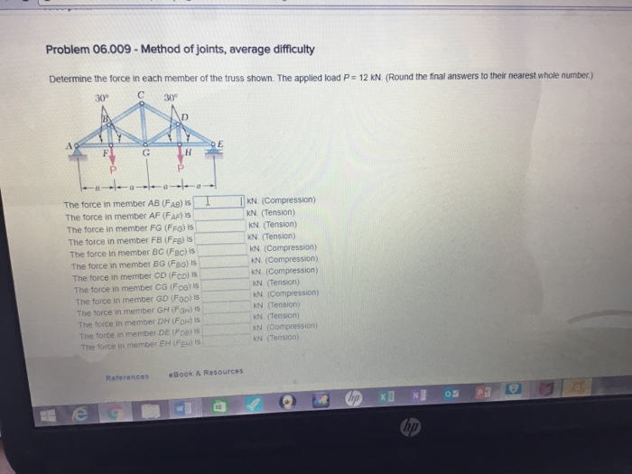 Solved Problem 06.009- Method of joints, average difficulty | Chegg.com