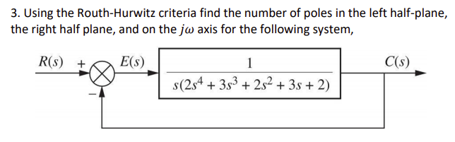 Solved 3. Using the Routh-Hurwitz criteria find the number | Chegg.com