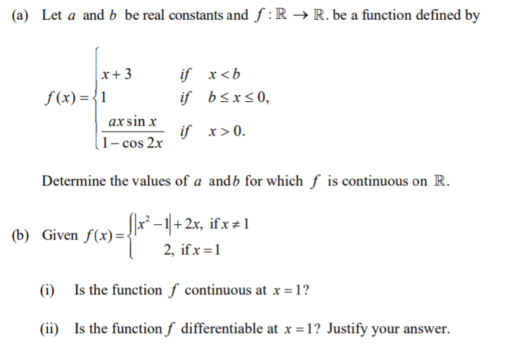 Solved (a) Let a and b be real constants and f:R → R. be a | Chegg.com