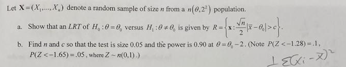 Let X=(X1,…,Xn) denote a random sample of size n from | Chegg.com