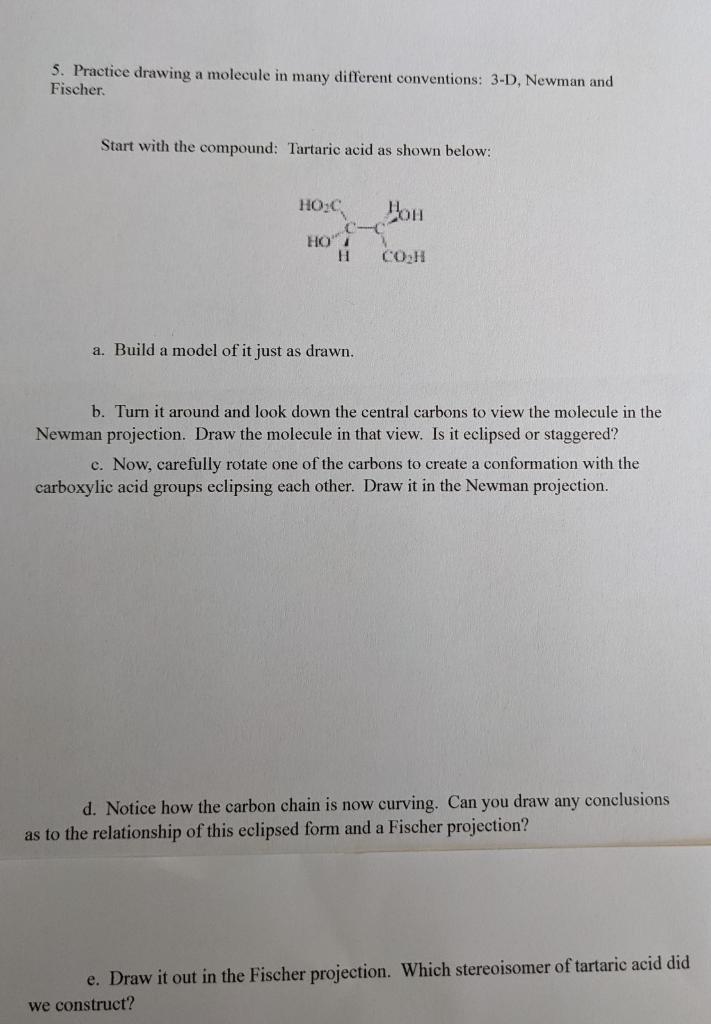 Solved 5. Practice drawing a molecule in many different | Chegg.com