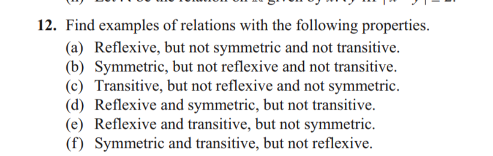 Solved 12. Find examples of relations with the following | Chegg.com