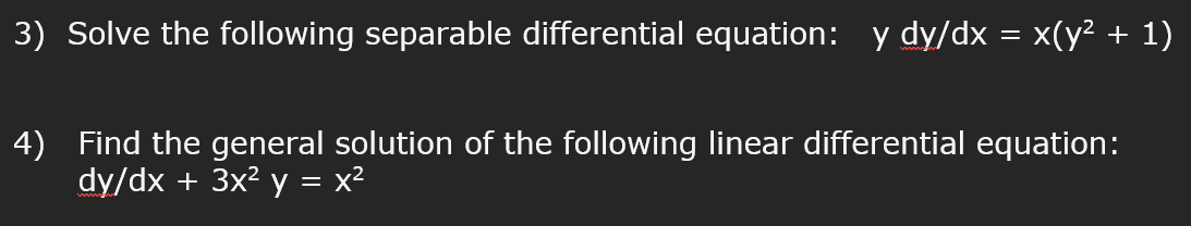 Solved 3) Solve the following separable differential | Chegg.com