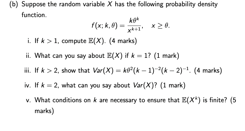 Solved b) Suppose the random variable X has the following | Chegg.com