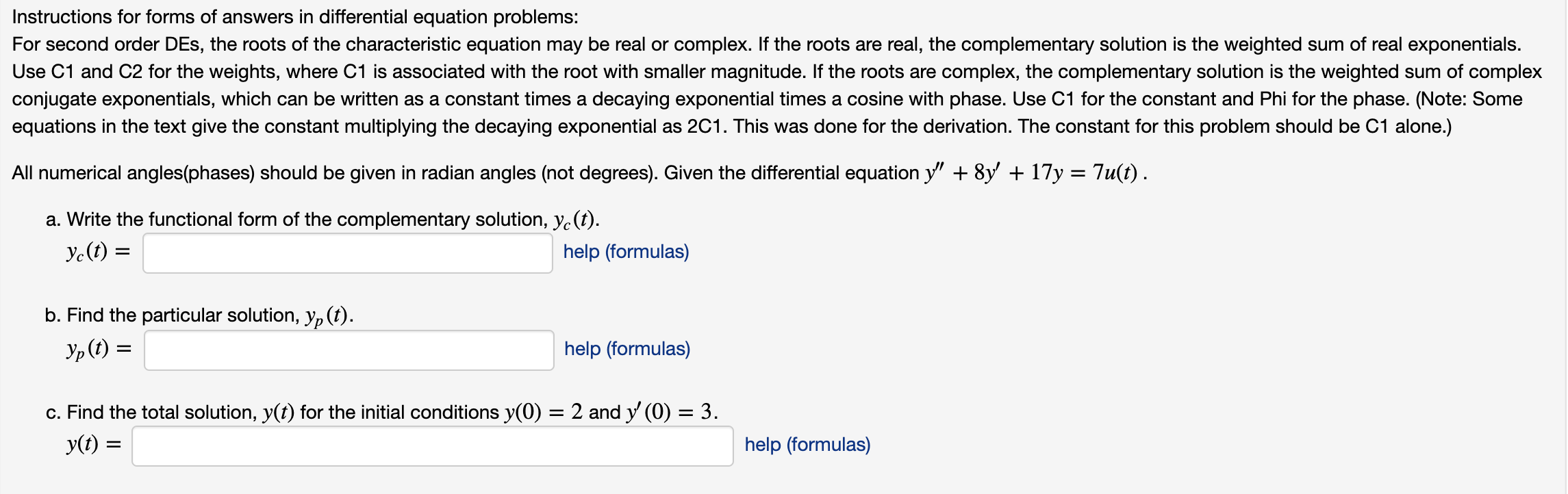 Solved Instructions for forms of answers in differential | Chegg.com