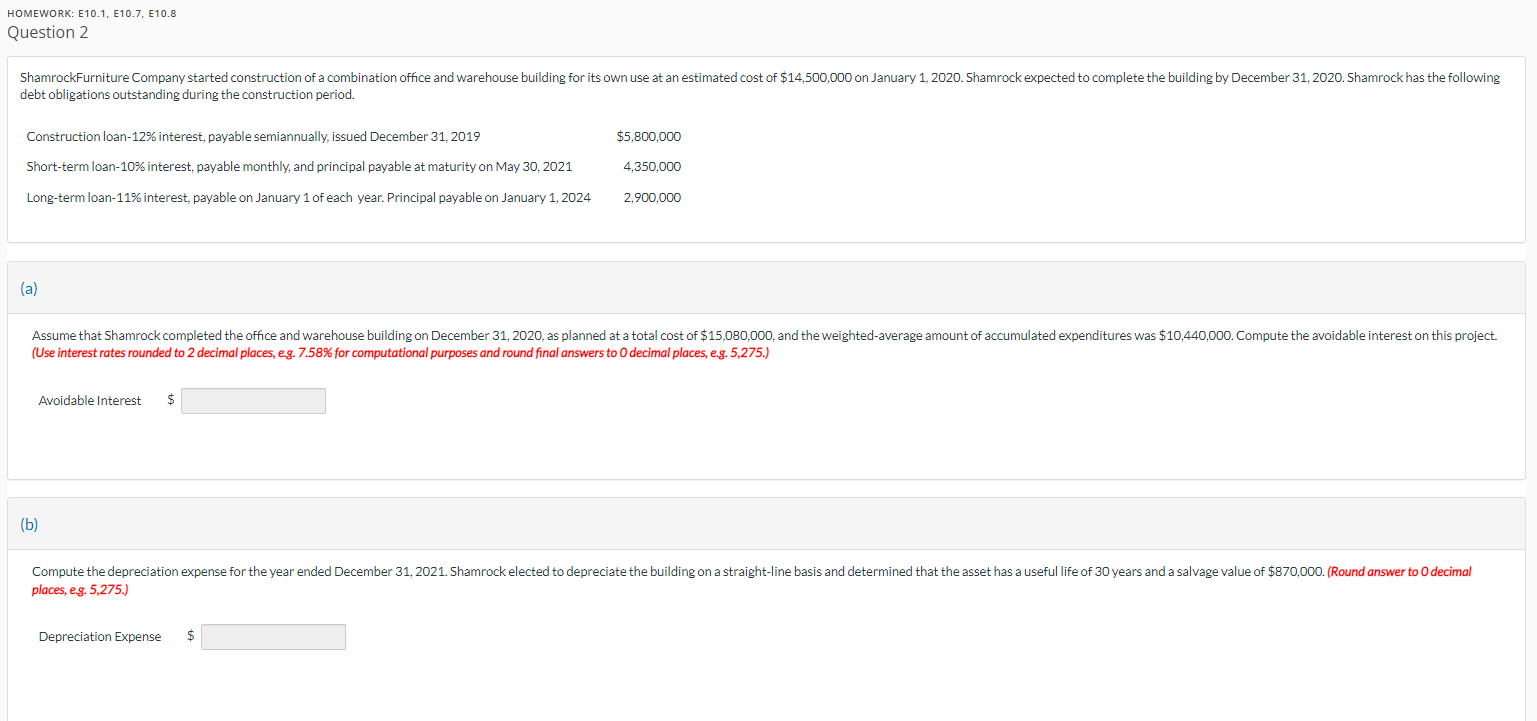 Solved (Use interest rates rounded to 2 decimal places, eg. | Chegg.com