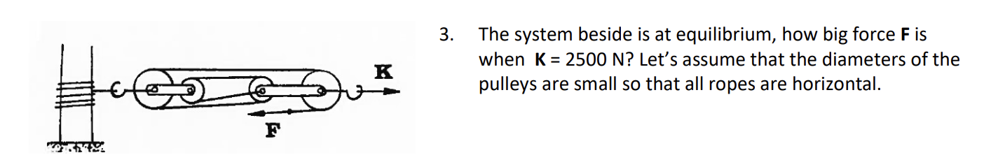 The system beside is at equilibrium, how big force F | Chegg.com