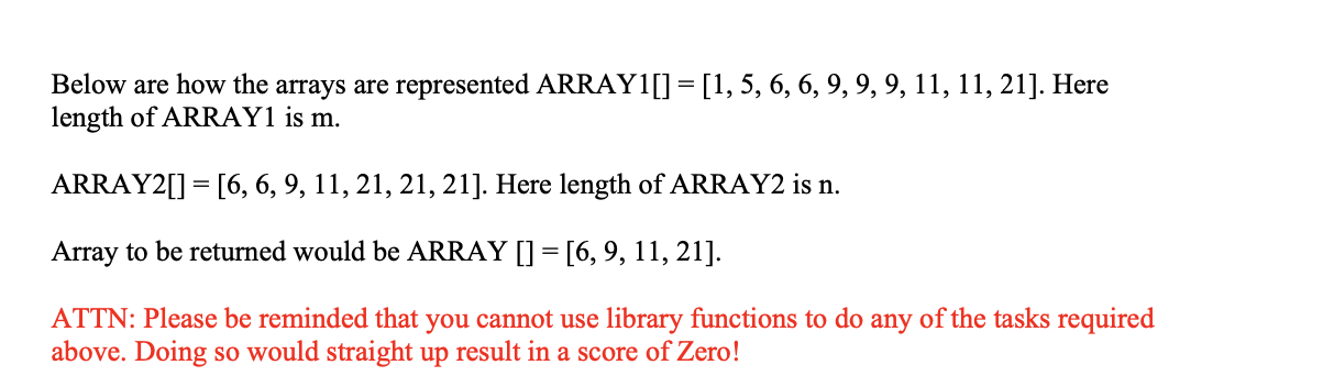 Solved Below Are How The Arrays Are Represented Array1 